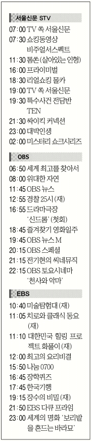 [16일(土) 서울신문 STV·OBS·EBS] | 연예 | 방송