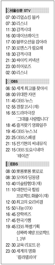 [22일(土) 서울신문 STV·OBS·EBS] | 연예 | 방송